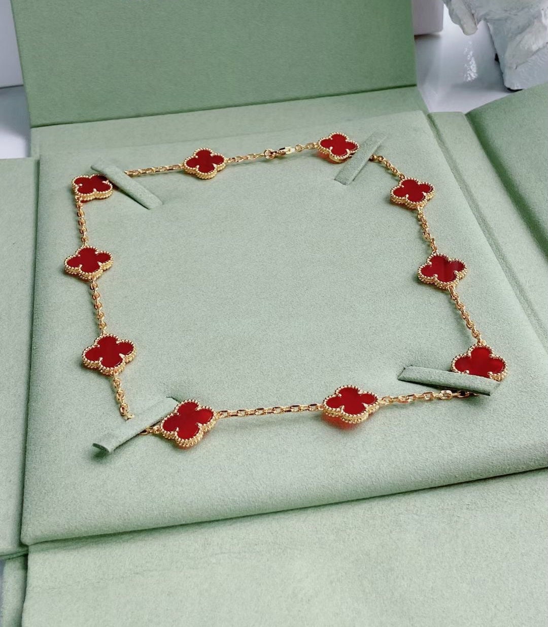 Authentic Van Cleef & Arpels 18k Gold Four Clover Necklace,10 Clover ...