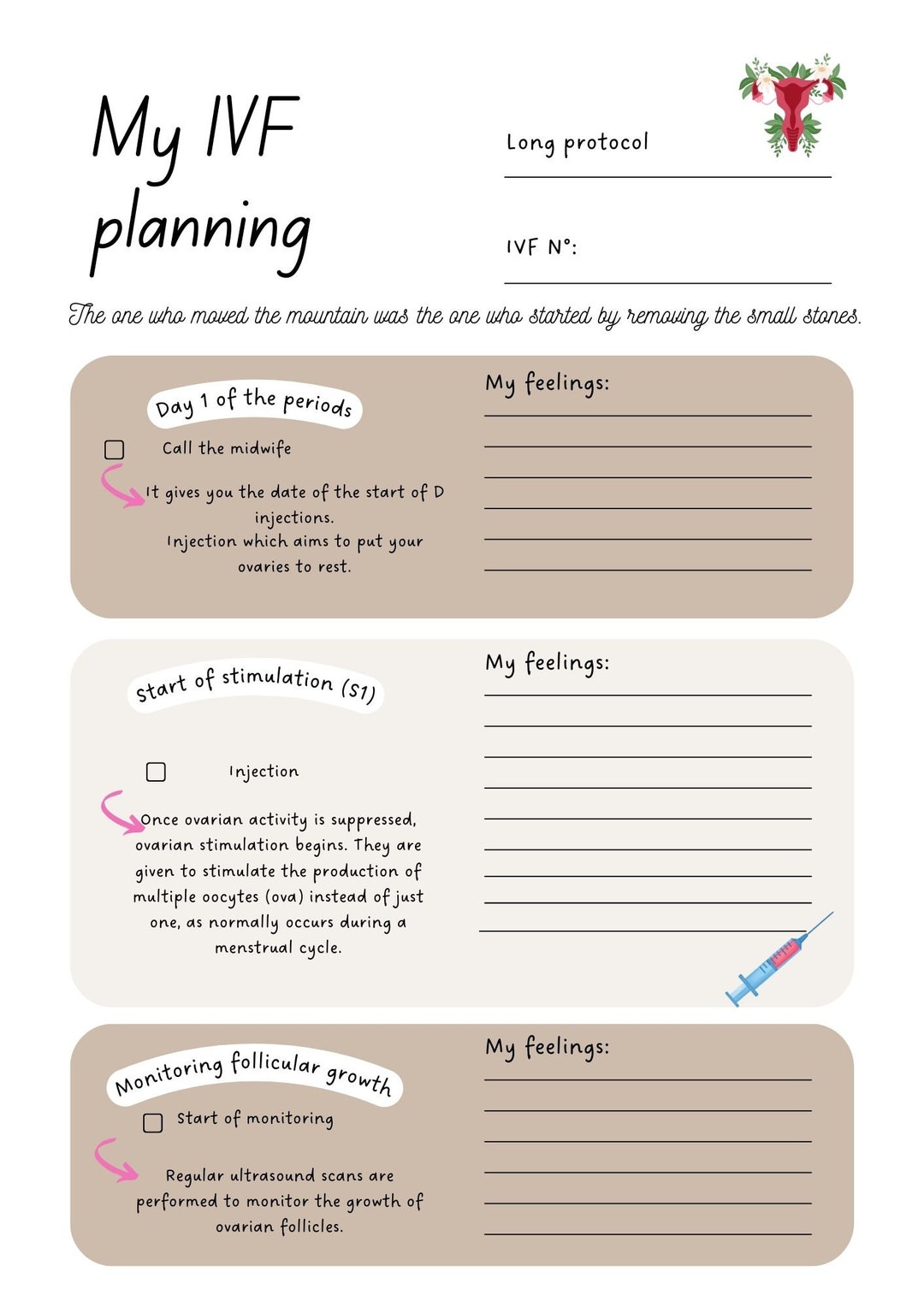 IVF Digital Planning, PDF, IVF Planning, Printable, Pregnancy Protocol ...