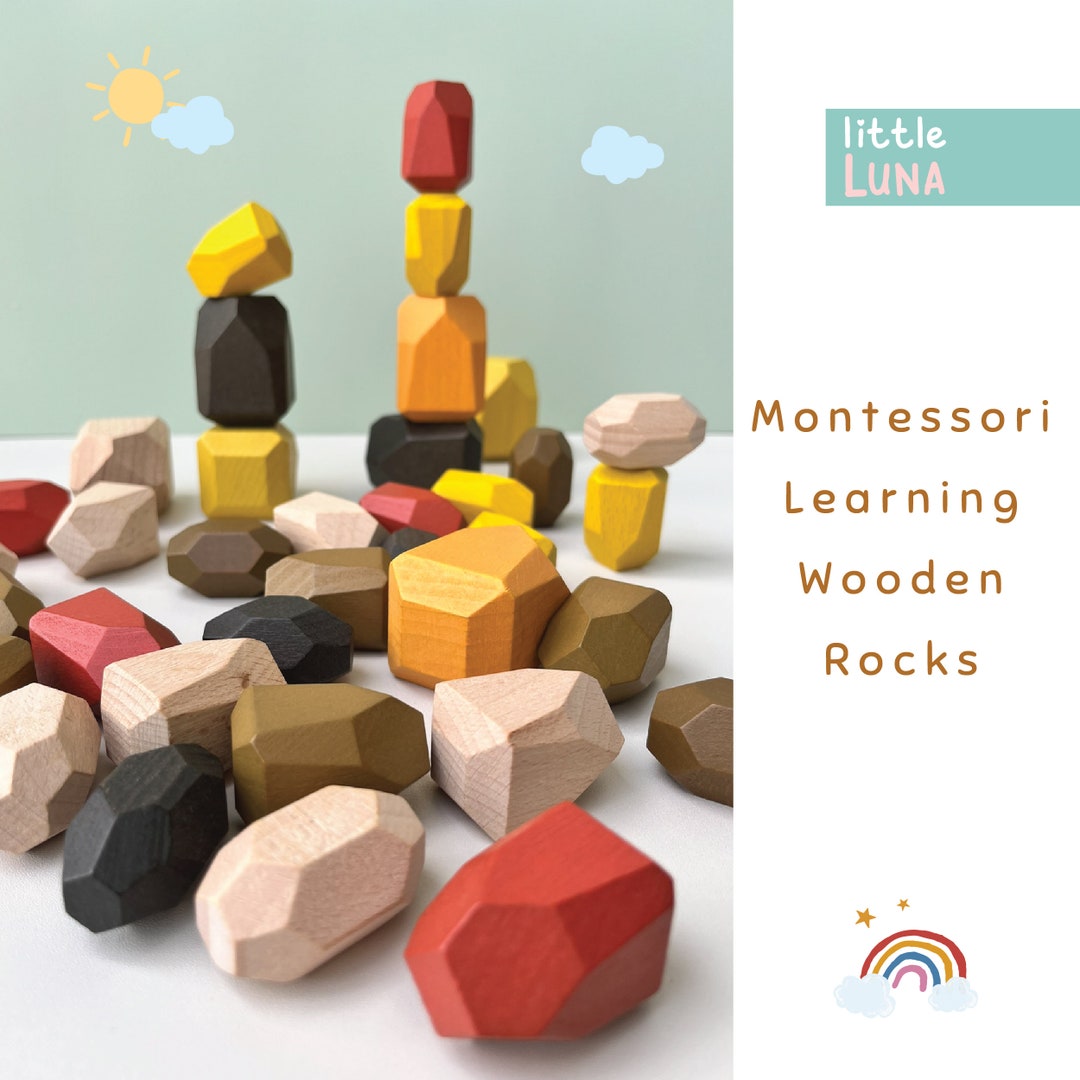 Montessori Educational Wooden Rocks, Promote Early Childhood ...