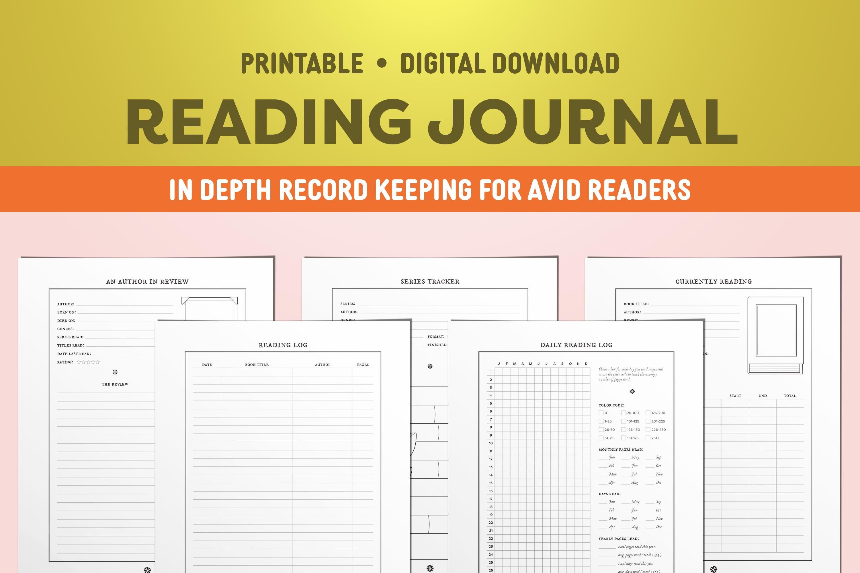 Printable Book Journal | Book Trackers | Reading Journal | Literary Log ...