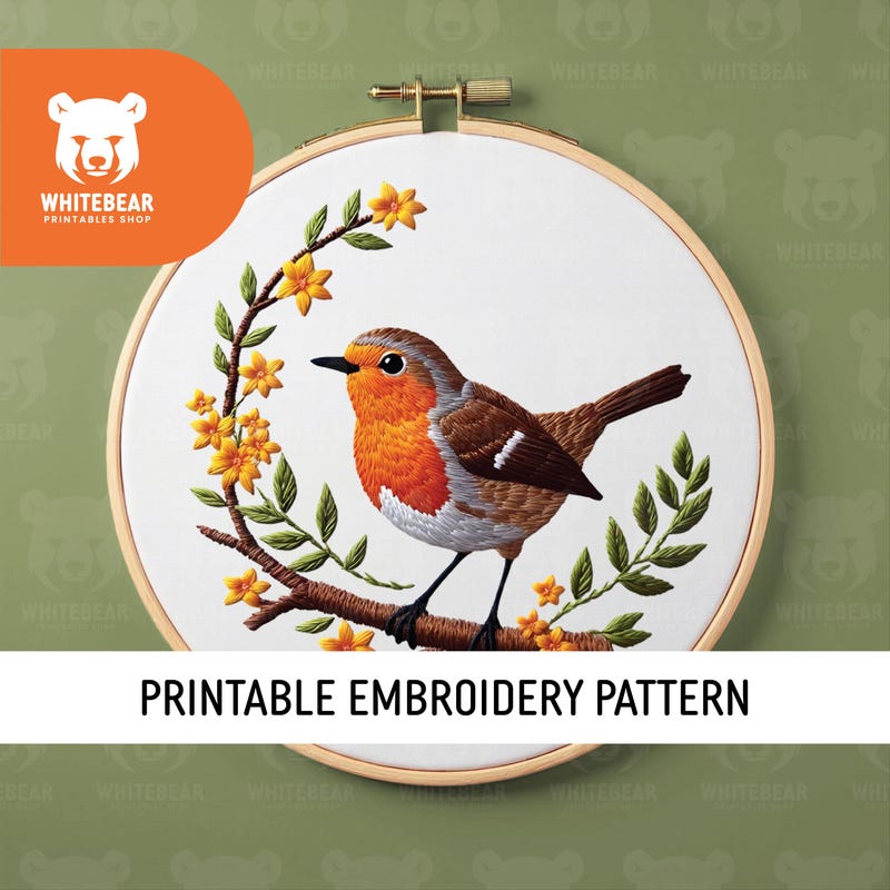 Robin Embroidery - Etsy UK