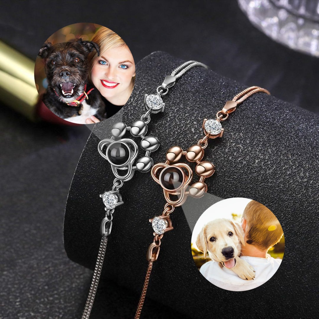 Projection Photo Paw Bracelet, Custom Dog Photo Bracelet, Paw ...