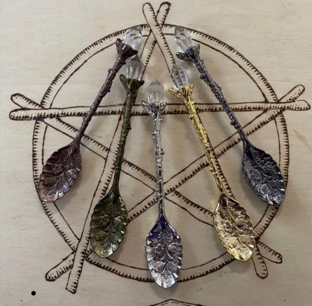 Witches Magic Spells Vintage Ritual Spoons With Crystal Altar Tool ...