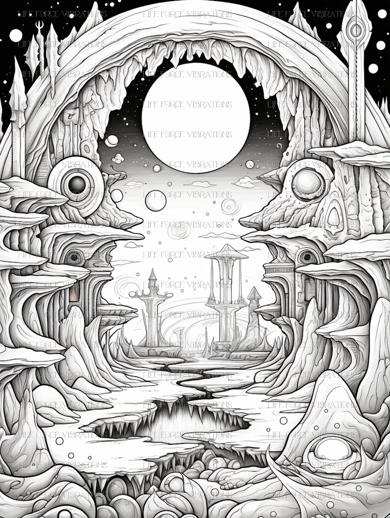 Portals and Stargates Printable Coloring Book 50 Pages Therapeutic - Etsy