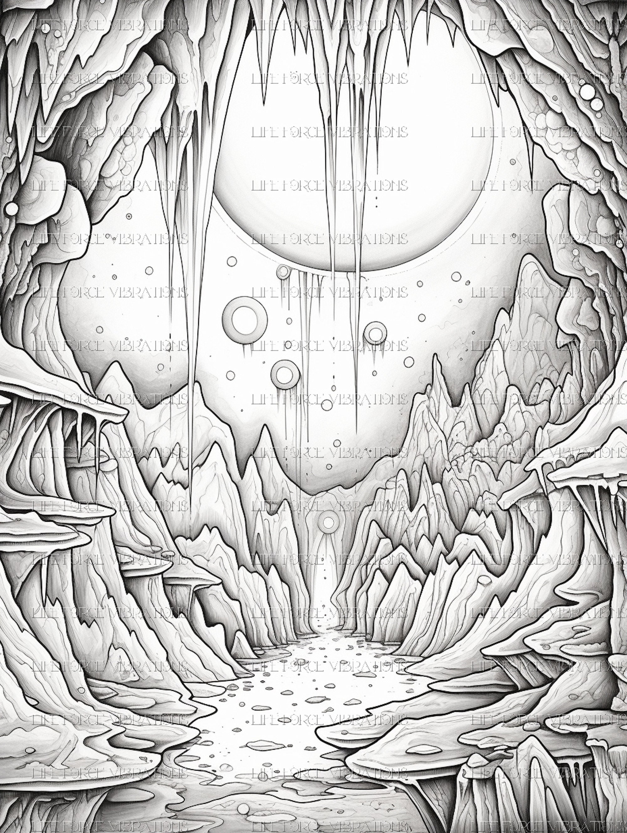 Crystal Caves Printable Coloring Book - 50+ Pages - Therapeutic - Etsy