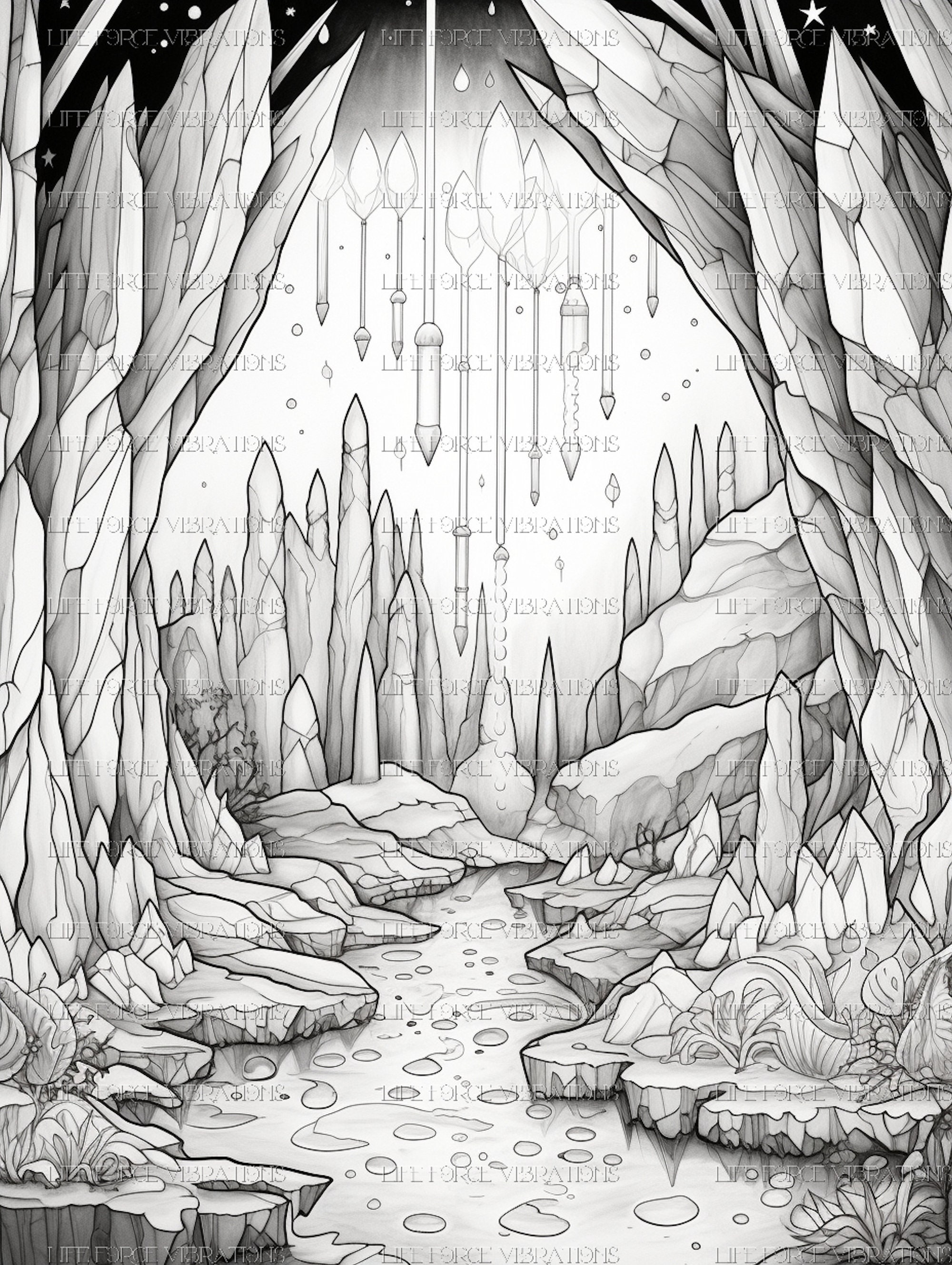 Crystal Caves Printable Coloring Book 50 Pages - Etsy