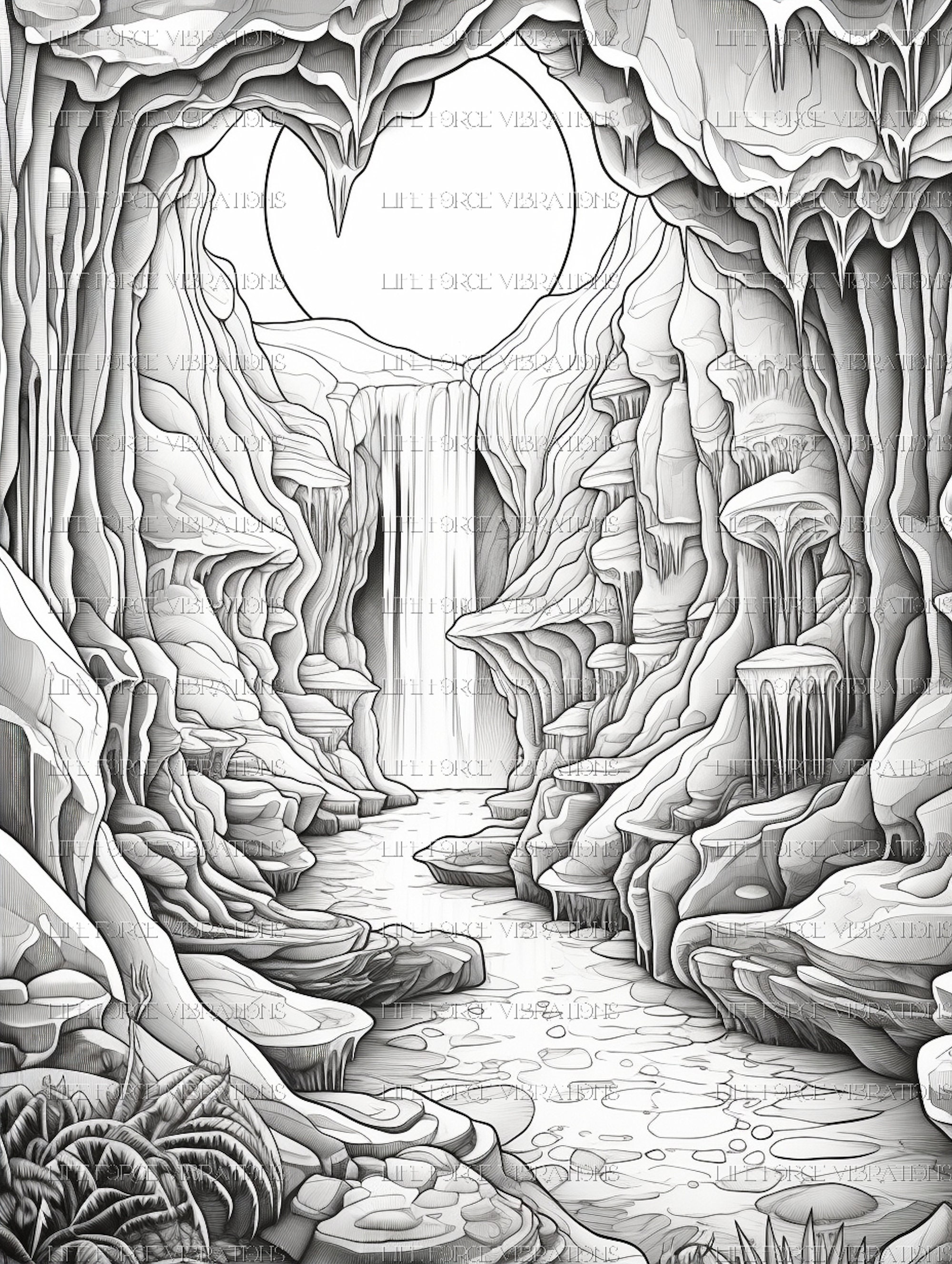 Crystal Caves Printable Coloring Book - 50+ Pages - Therapeutic - Etsy