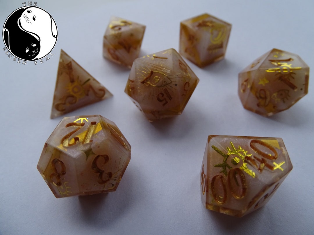 Angel Eyes Set of 7 Handmade Dice for D&D Dnd Dungeons and Dragons Role ...