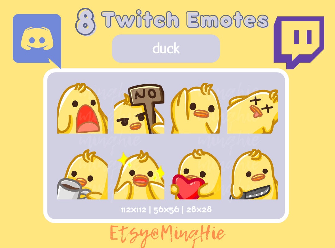 8 Cute Duck Emotes Volume 1 for Streamers Discord Youtube Emoji Pack ...