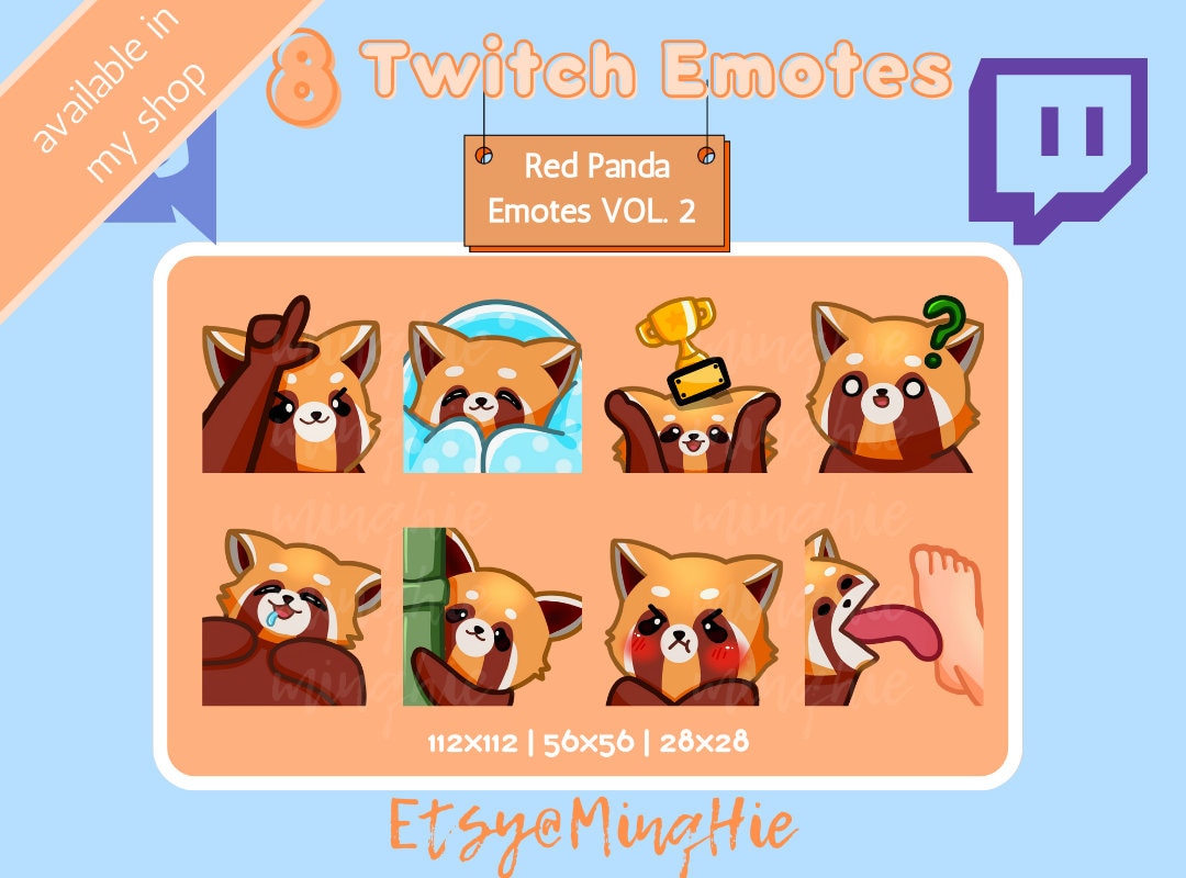 8 Cute Red Panda Twitch Emotes Volume 1 | for Streamers | Discord ...