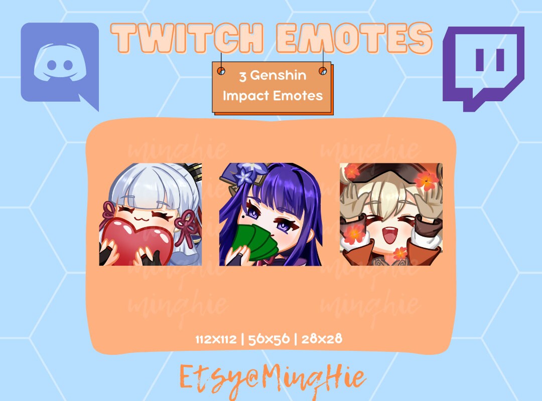 3 Genshin Impact Twitch Emotes Kamisato Ayaka Klee Raiden - Etsy