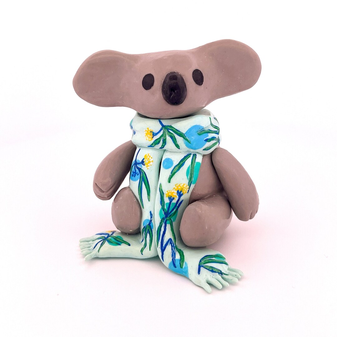 Handmade Polymer Clay Koala Sculpture Cute Desk Buddy Gift One of a ...