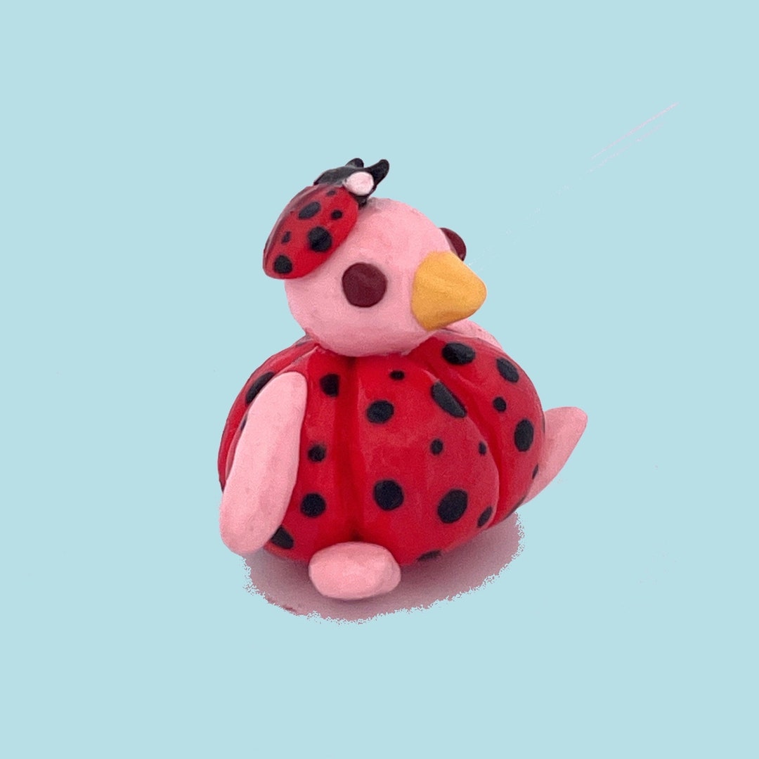 Handmade Polymer Clay Ladybug Pumpguin Sculpture Cute Desk Buddy Gift ...