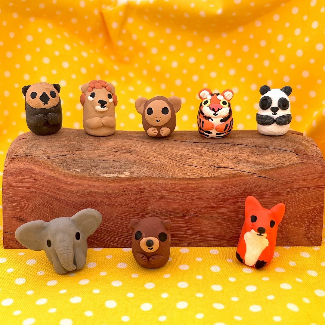 Handmade Polymer Clay Teeny Weenie Animal Sculptures Cute Desk Buddy ...