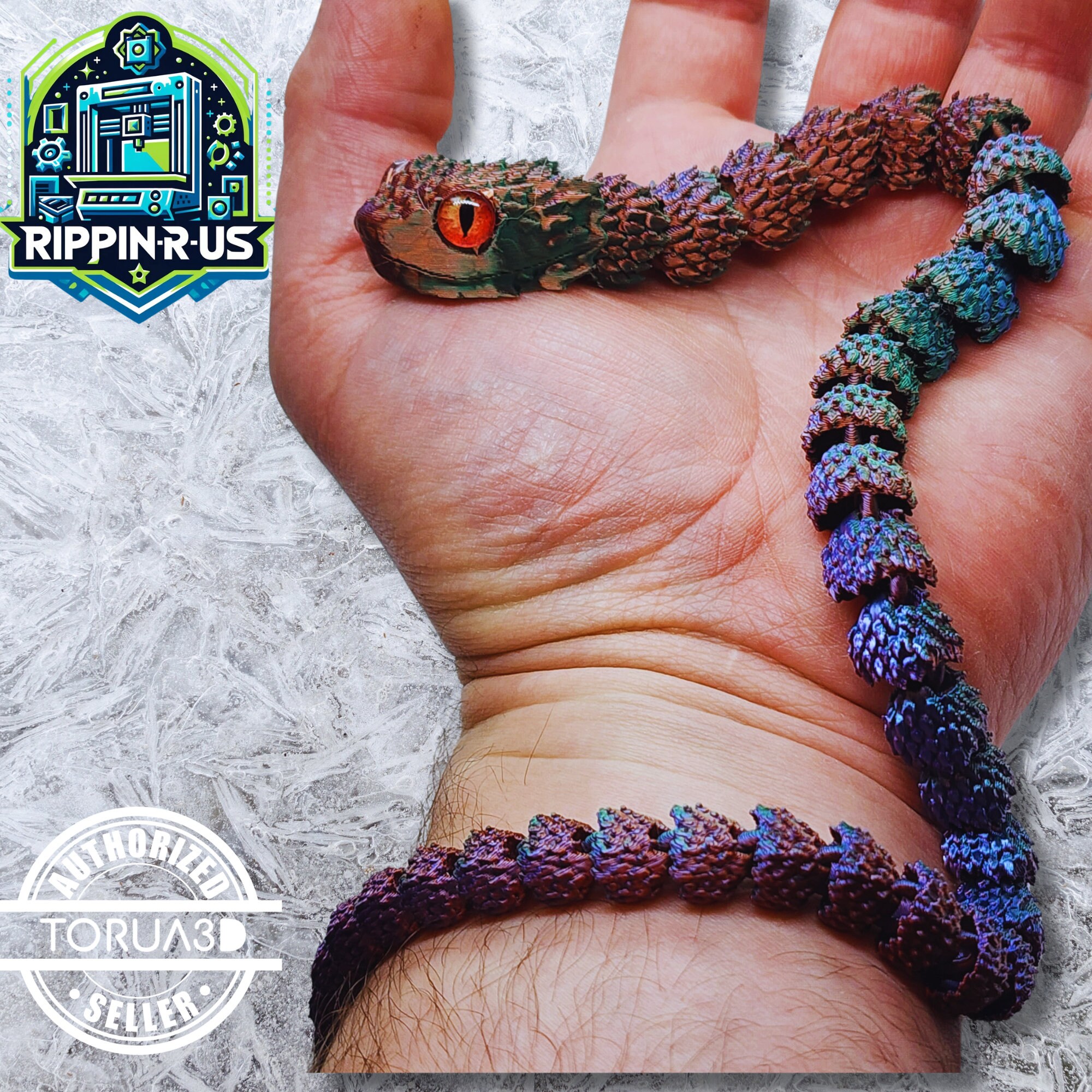 Enchanted Serpent Sculpture: 3D Printed Articulating Snake With ...