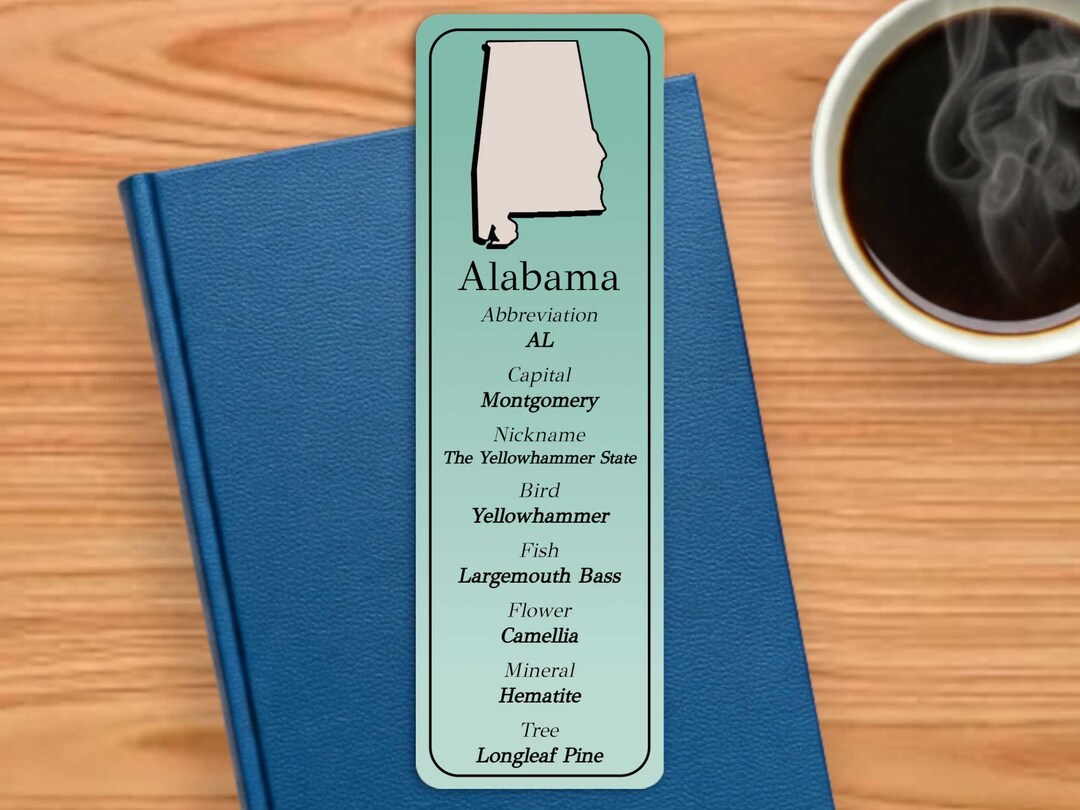 Alabama Bookmark / Alabama State Facts / State Souvenir / Collectible ...
