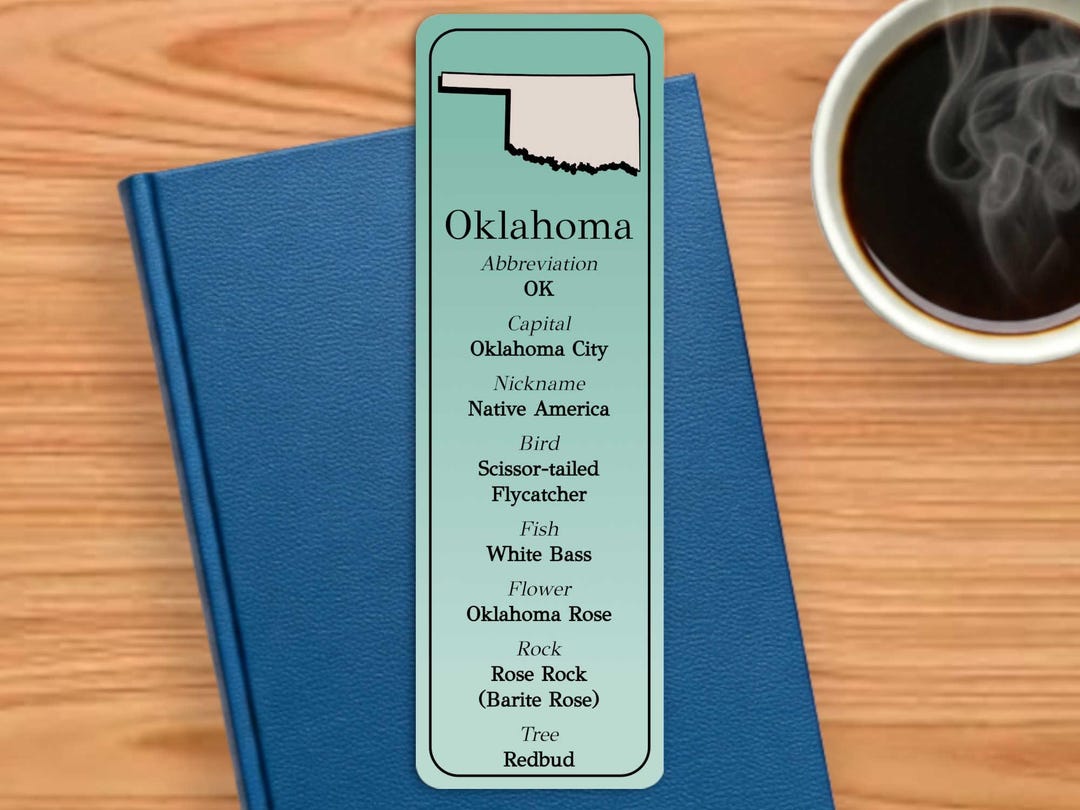 Oklahoma Bookmark / Oklahoma State Facts / State Souvenir / Collectible ...