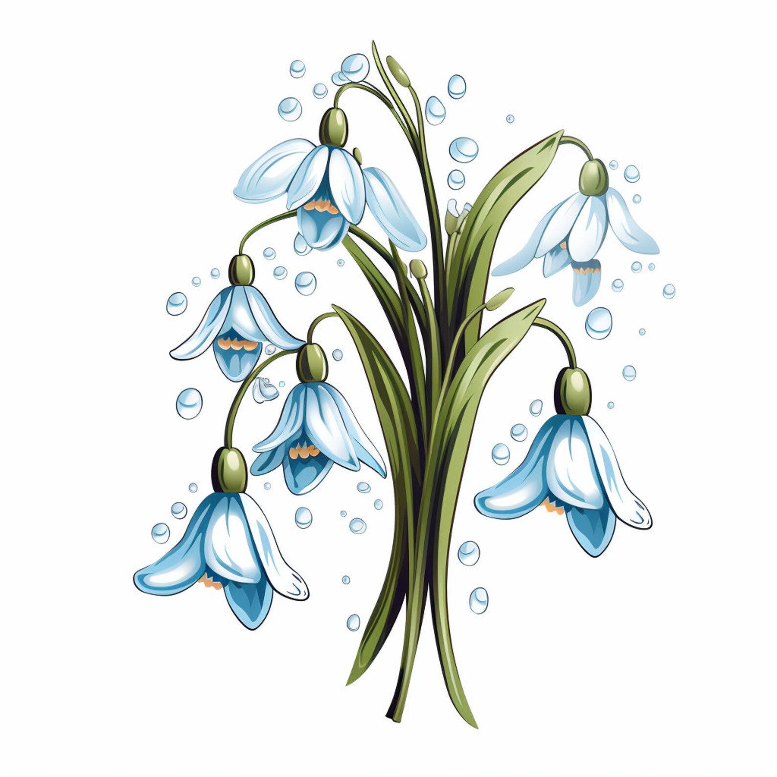 Snow Drop Flower Tattoo PNG | January Birth Month Tattoo Flash Digital ...