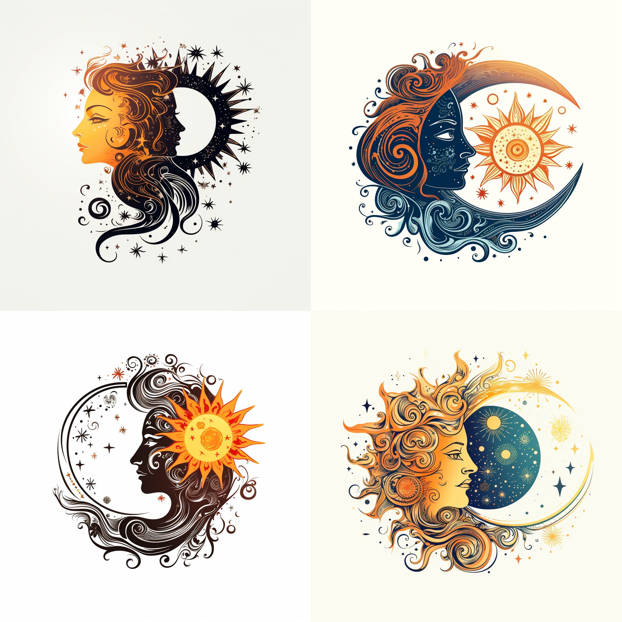 Sun And Moon Tattoo Drawing