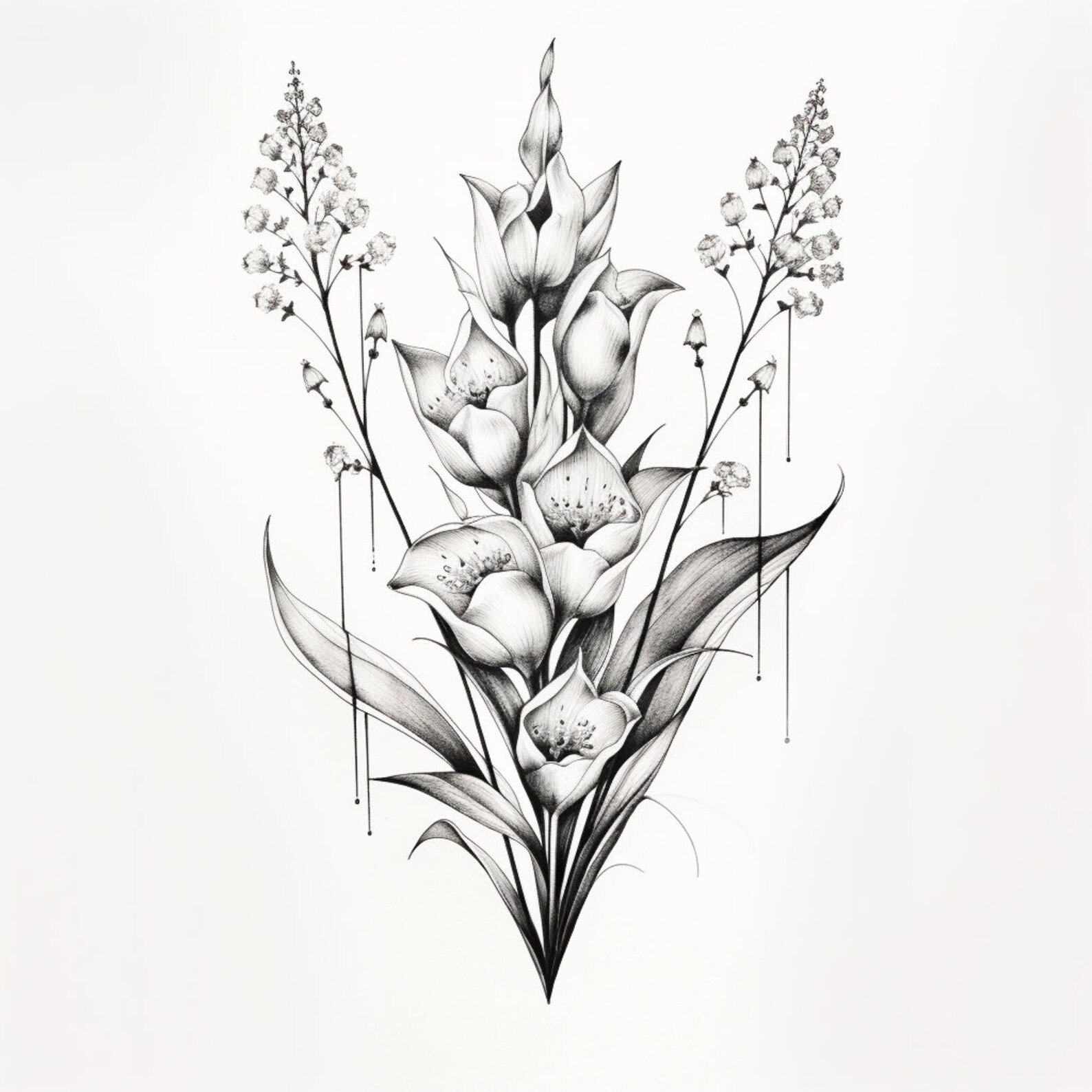 Lily of the Valley Tattoo Design, Lily of the Valley PNG, Digital ...