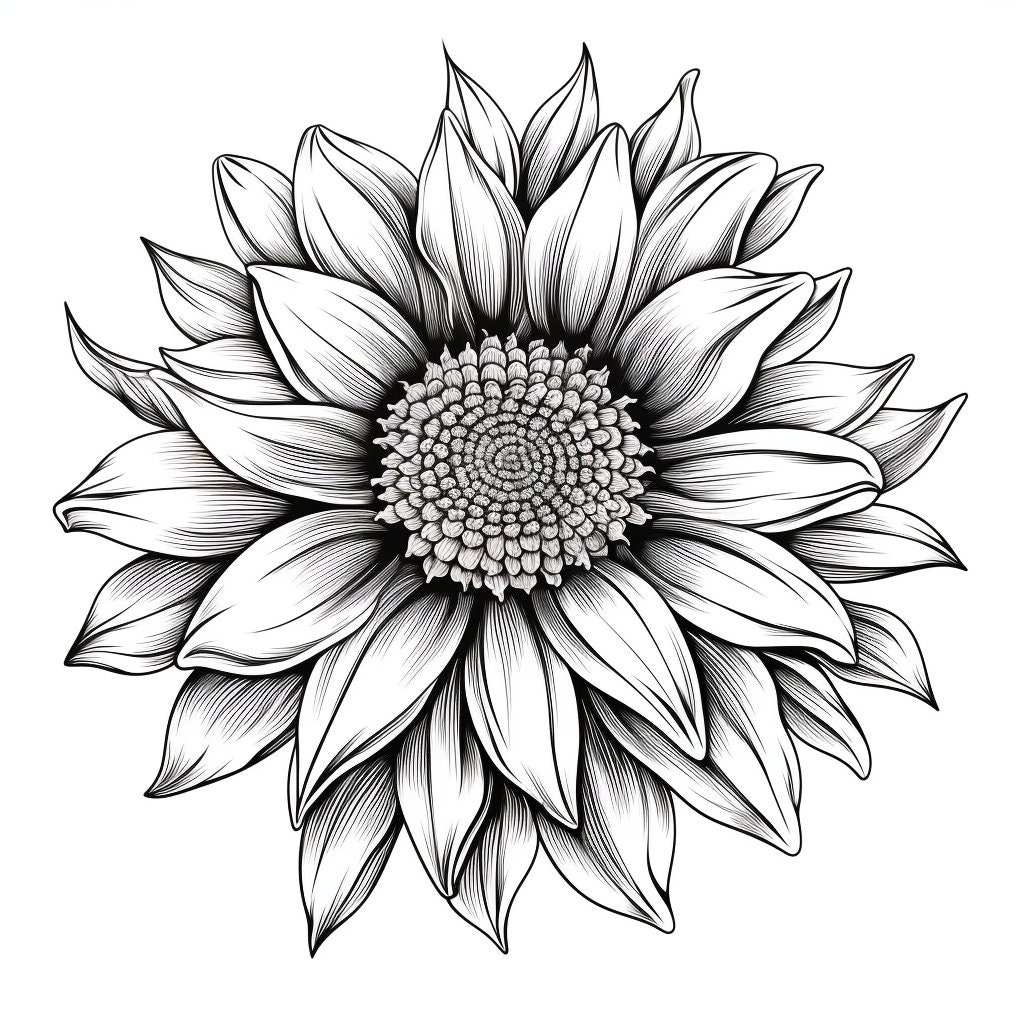 Black and White Sunflower Tattoo Ideas PNG | Coloring Pages, Tattoo ...
