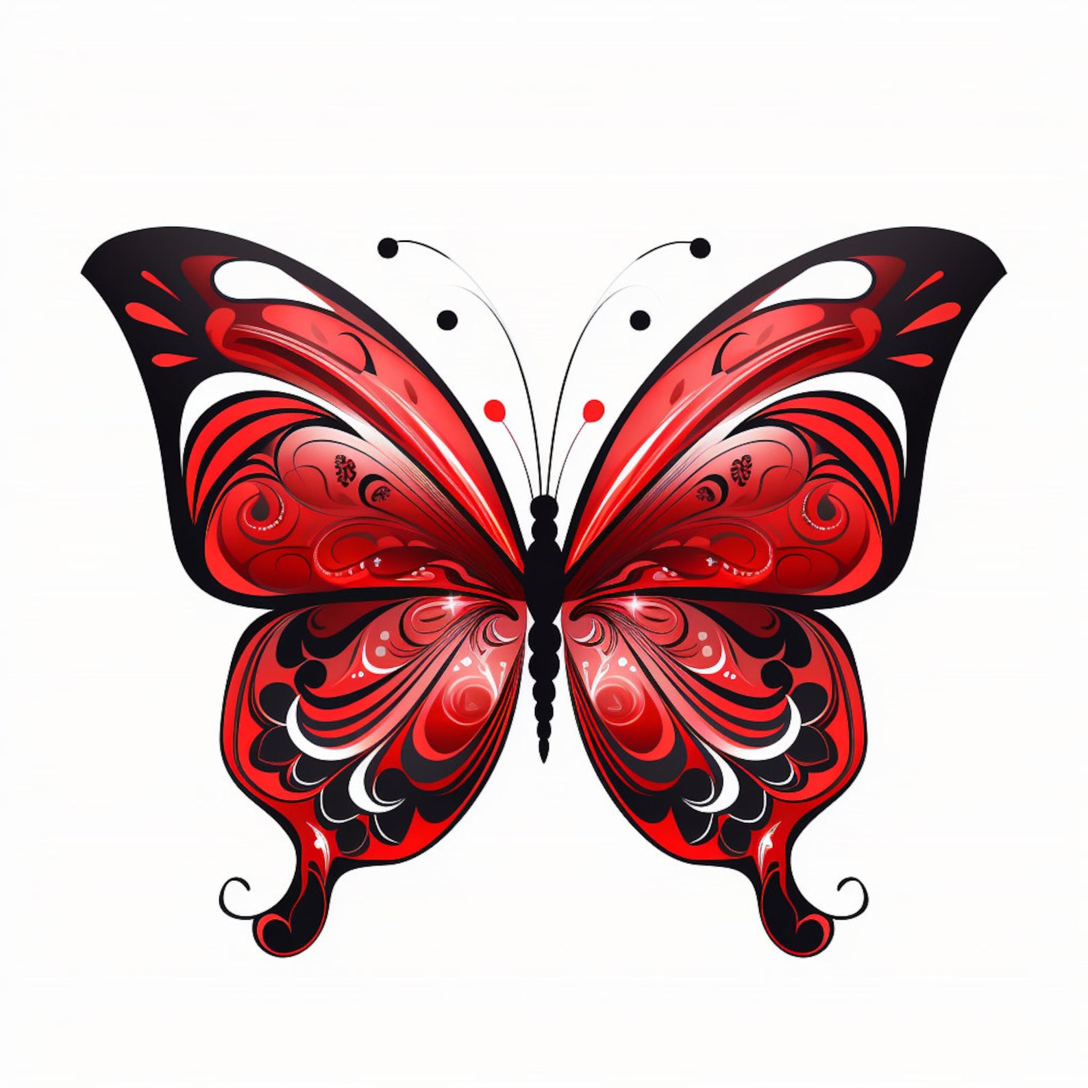 Black and Red Butterfly Drawing Tattoo Design PNG, Flash Digital ...