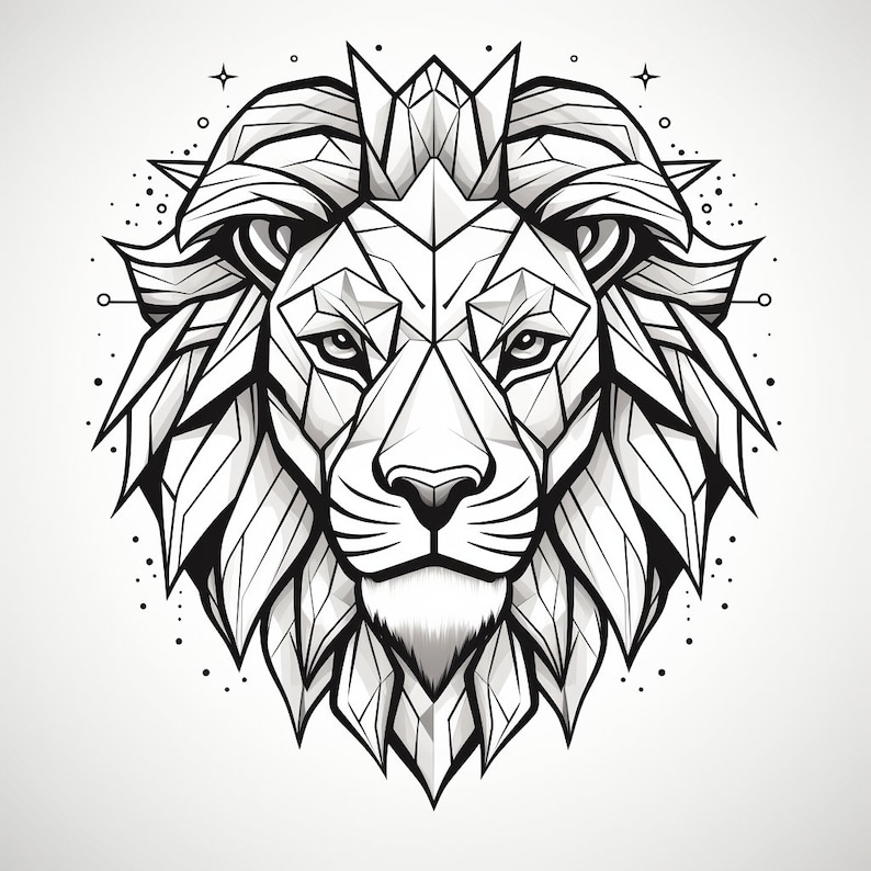Geometric Lion Tattoo Outline PNG Lion Tattoo Flash | Tattoo Stencils ...