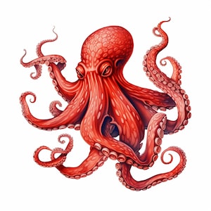 Red Octopus Tattoo Flash | Small Octopus Tattoo | Tattoo Stencils - Etsy