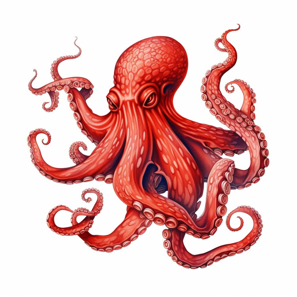 Red Octopus Tattoo Flash | Small Octopus Tattoo | Tattoo Stencils - Etsy