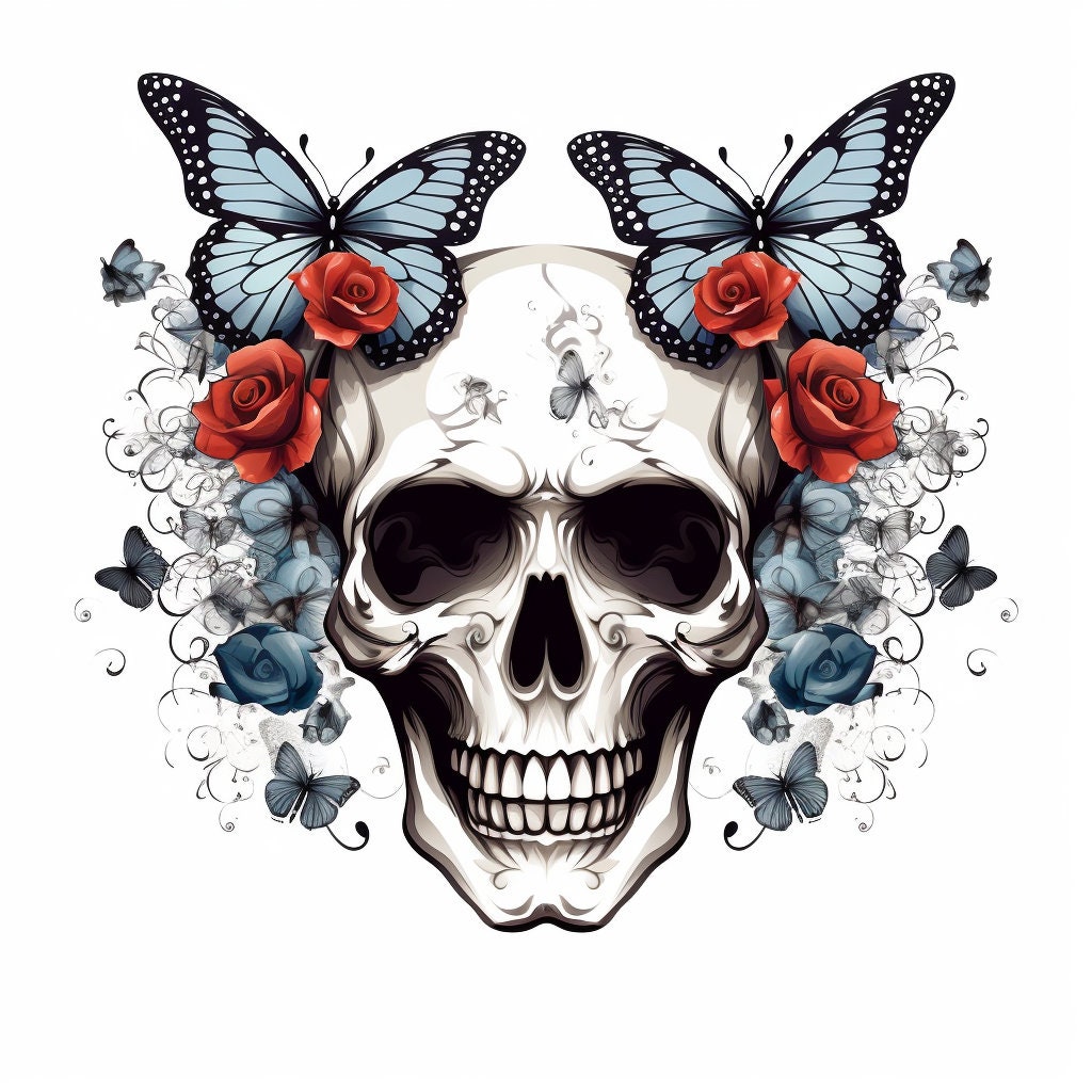 Sugar Skull Butterfly Tattoo Design, Drawing, Rose Skull Butterfly ...