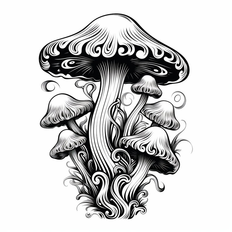 Mushroom Tattoo | Tattoo Flash Digital Download | Trippy Mushrooms ...