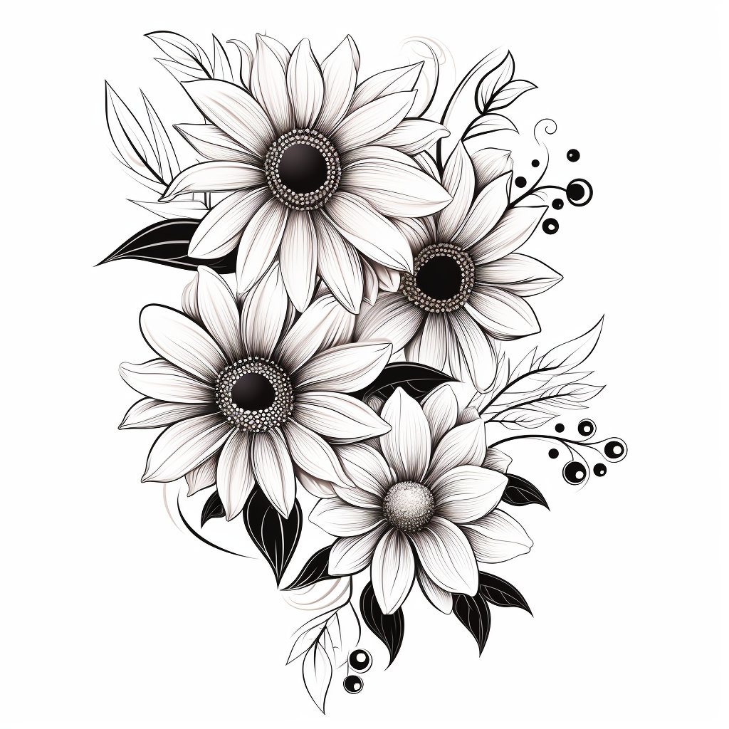 Black and White Sunflower Tattoo PNG | Sunflower Tattoo | Tattoo Flash ...