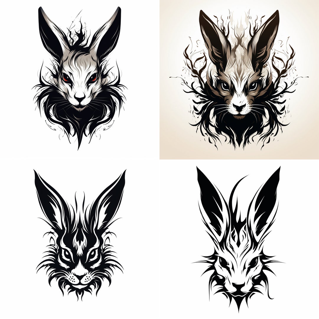 Black Rabbit Tattoo Design PNG | Donnie Darko Inspired Rabbit Tattoo ...