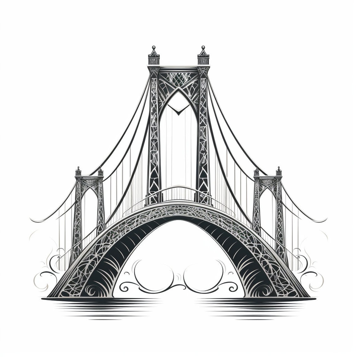 Bridge Tattoo Tattoo Flash Digital Download Simple Bridge Tattoo Black ...