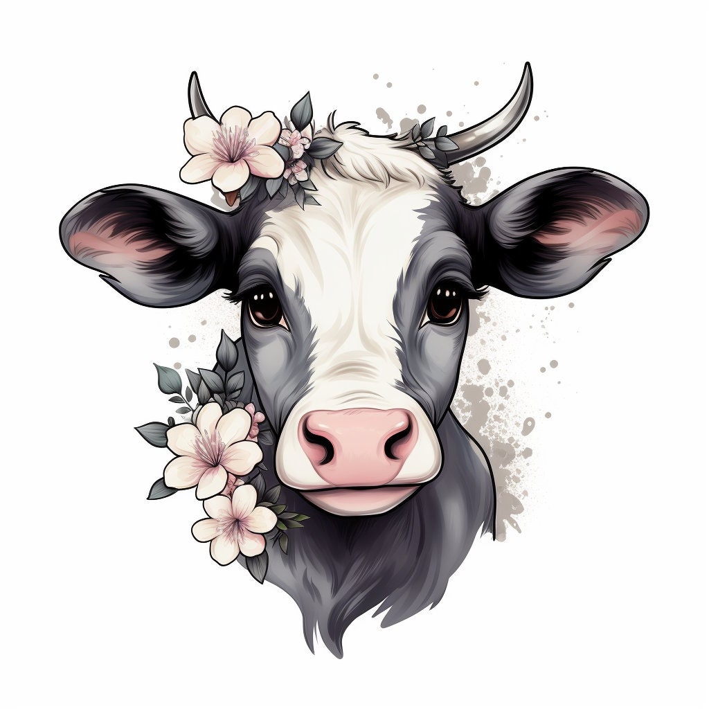 Cow Print Design, Cow PNG, Cow Print PNG, Tattoo Flash, Digital ...