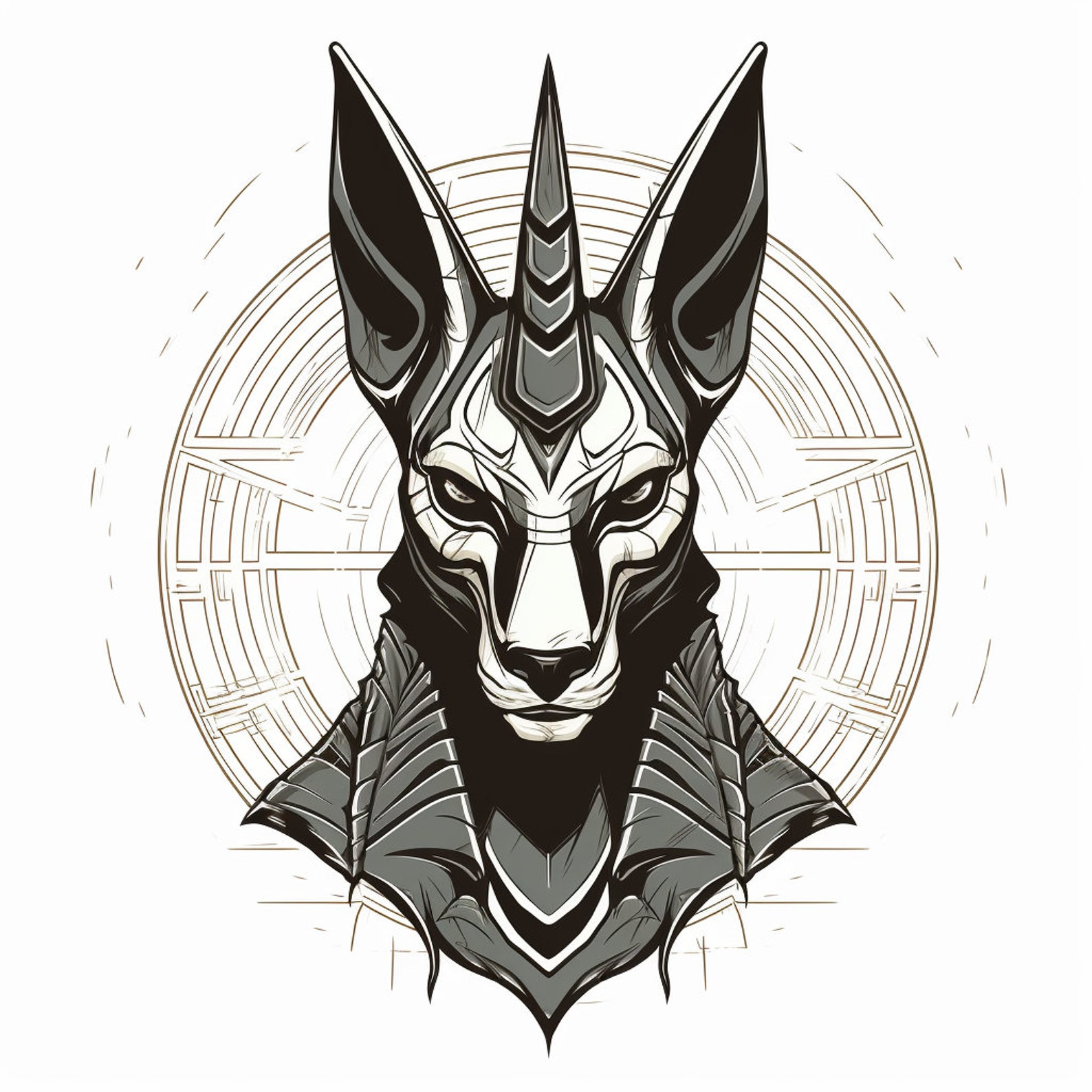 Anubis Tattoo Stencil | Tattoo Flash Digital Download | Anubis Egyptian ...