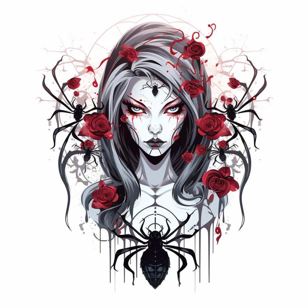Black Widow Spider Tattoo Designs Png Tattoo Flash Digital Download Gothic Spider Tattoo Female