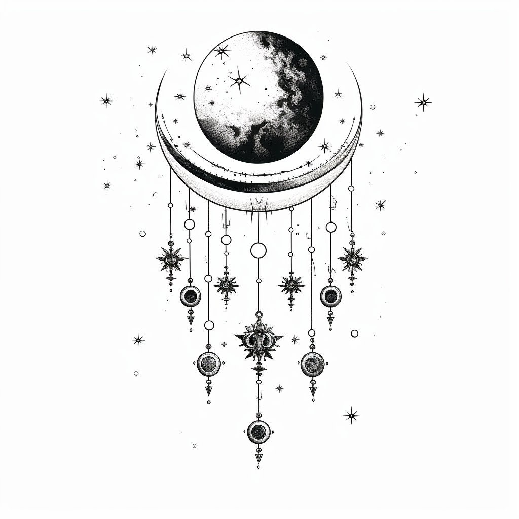 Moon Tattoo Design PNG Digital Download | Moon Phases Tattoo | Moon ...