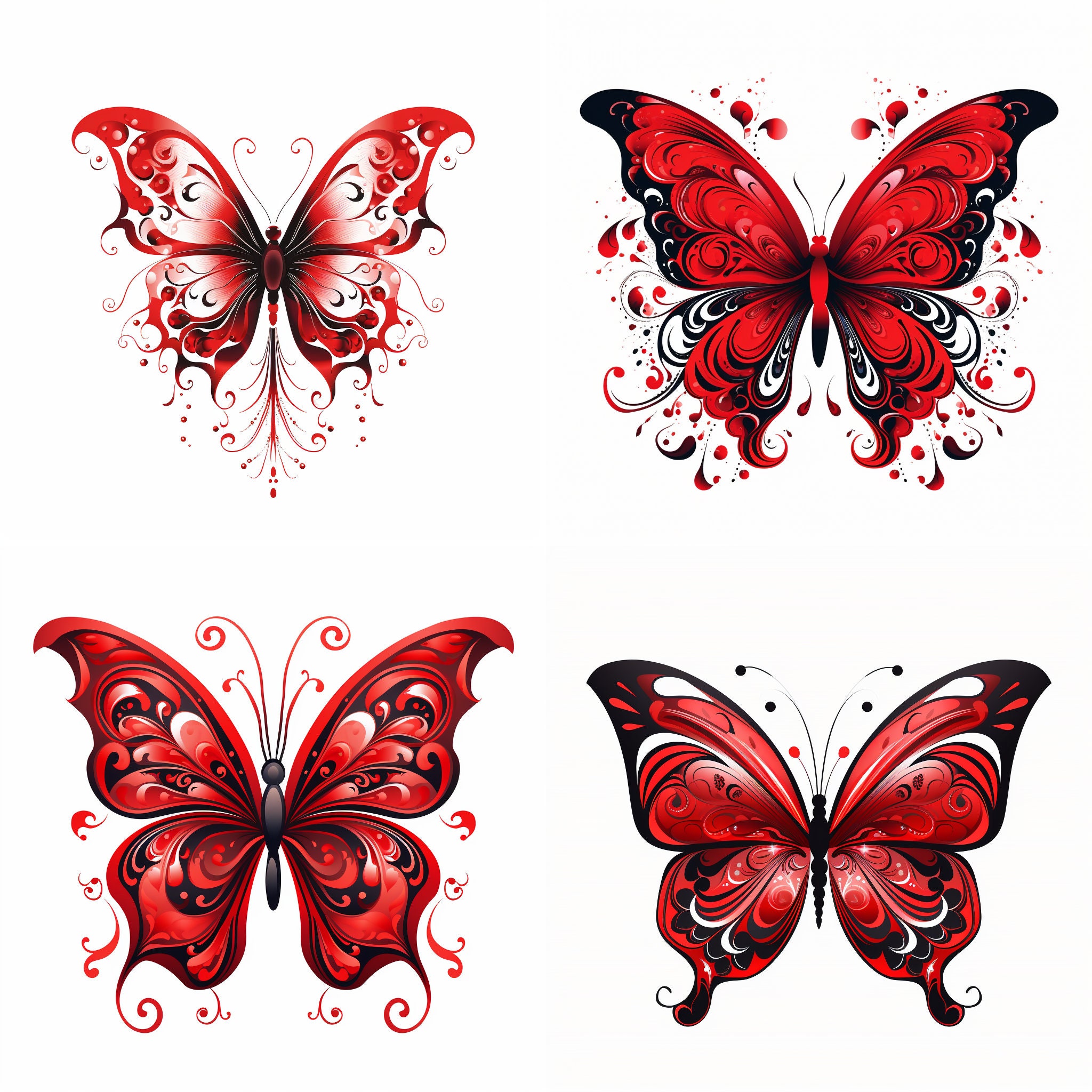 Black and Red Butterfly Tattoos Design PNG, Tattoo Flash Digital ...