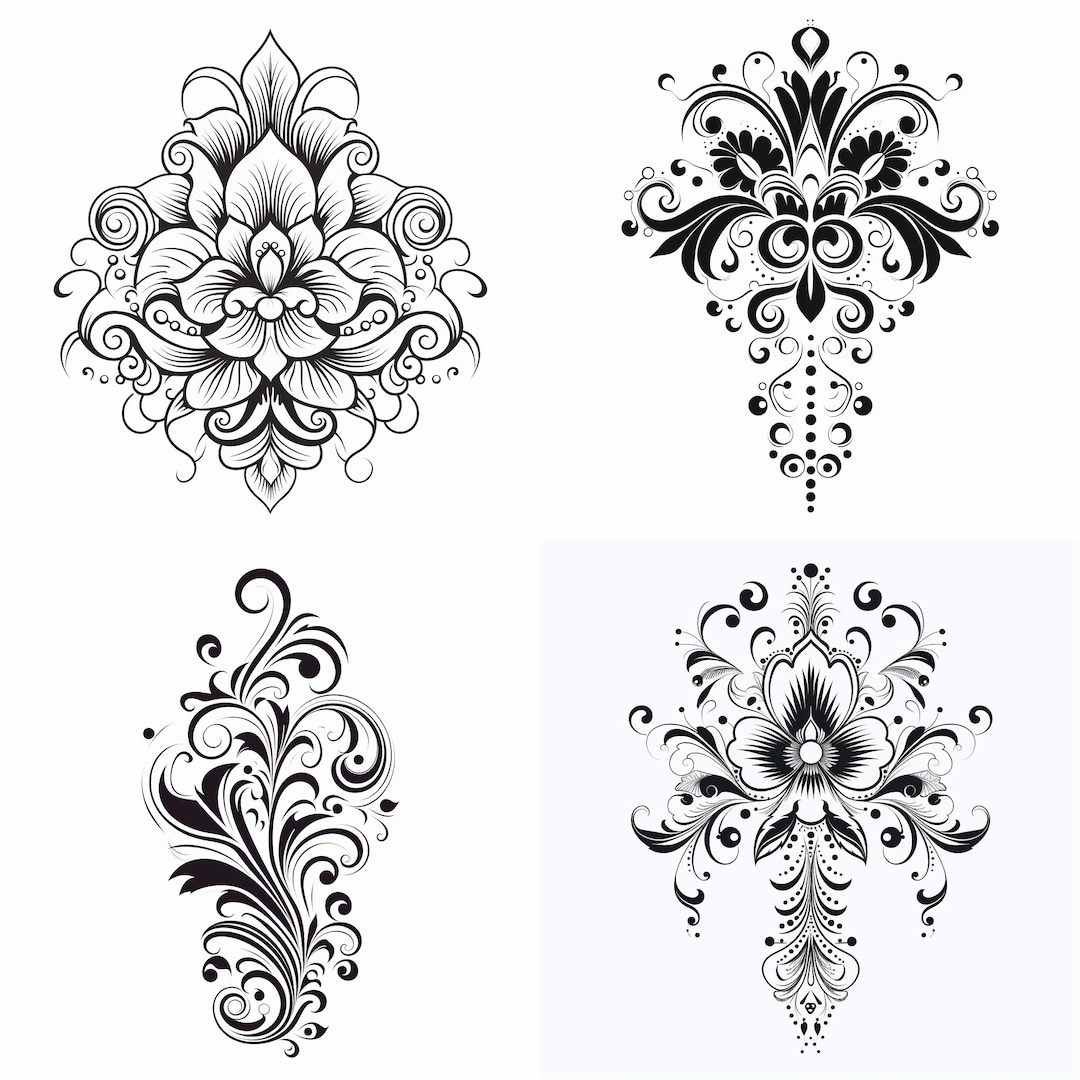 Ornamental Tattoo Flash | Ornamental Sternum Tattoo | Tattoo Flash Digital Download | Ornamental ...