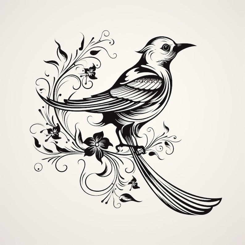 Small Black Bird Tattoo Ideas | Tattoo Stencil | Tattoo Flash Digital ...