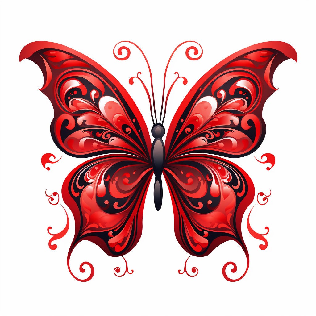 Black and Red Butterfly Drawing Tattoo Design PNG, Flash Digital ...