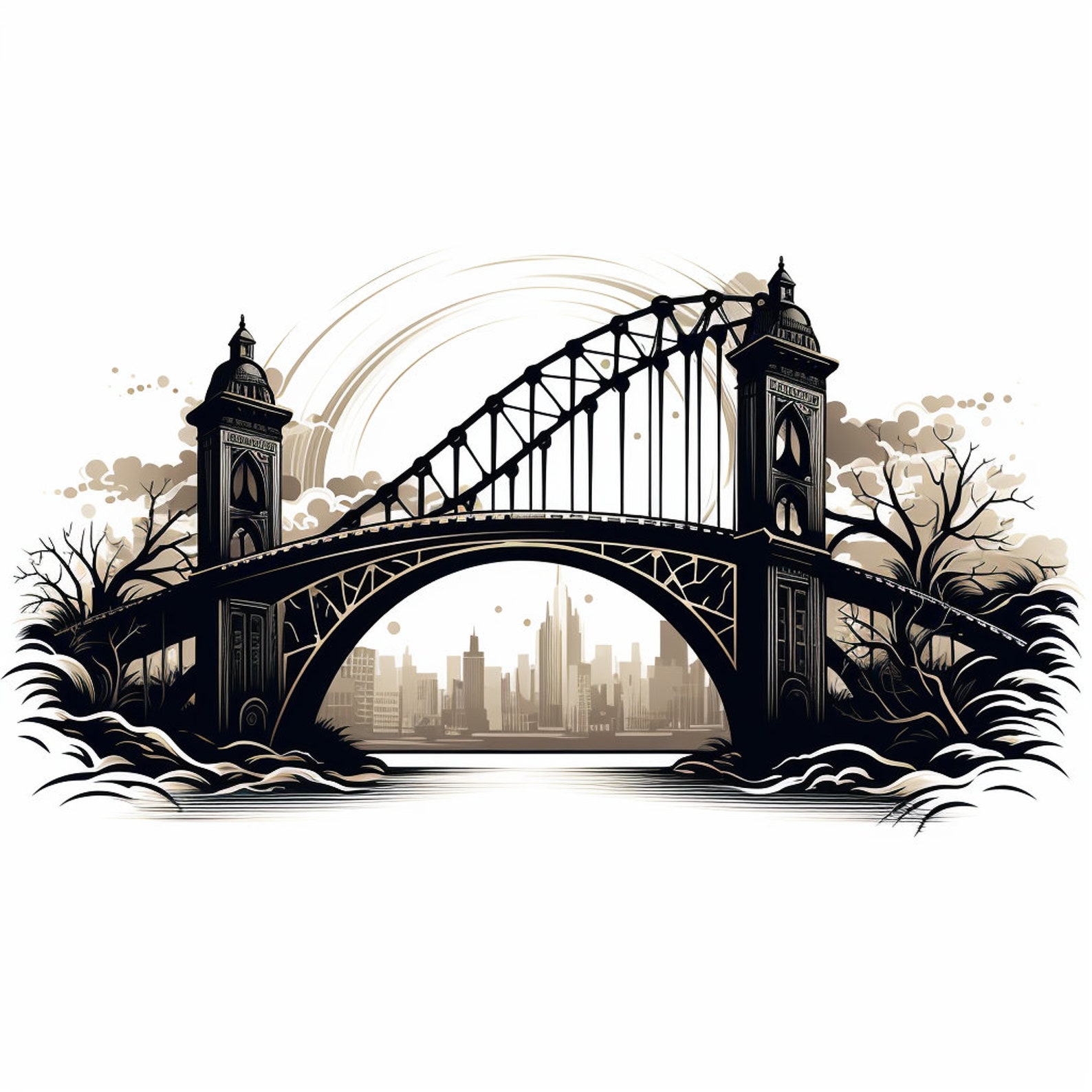 Bridge Tattoo | Tattoo Flash Digital Download | Simple Bridge Tattoo ...
