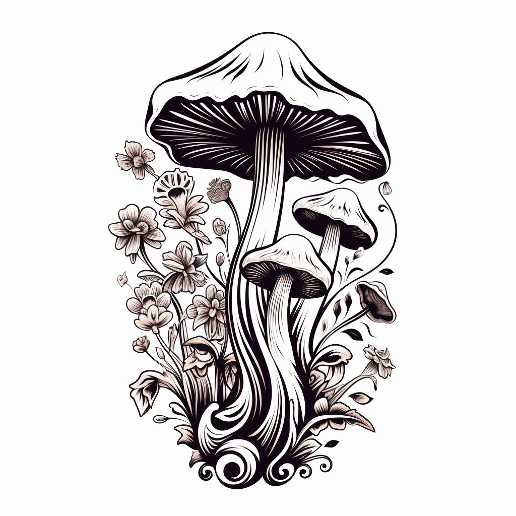 Mushroom Tattoo | Tattoo Flash Digital Download | Trippy Mushrooms Tattoos, Tattoo Stencils - Etsy