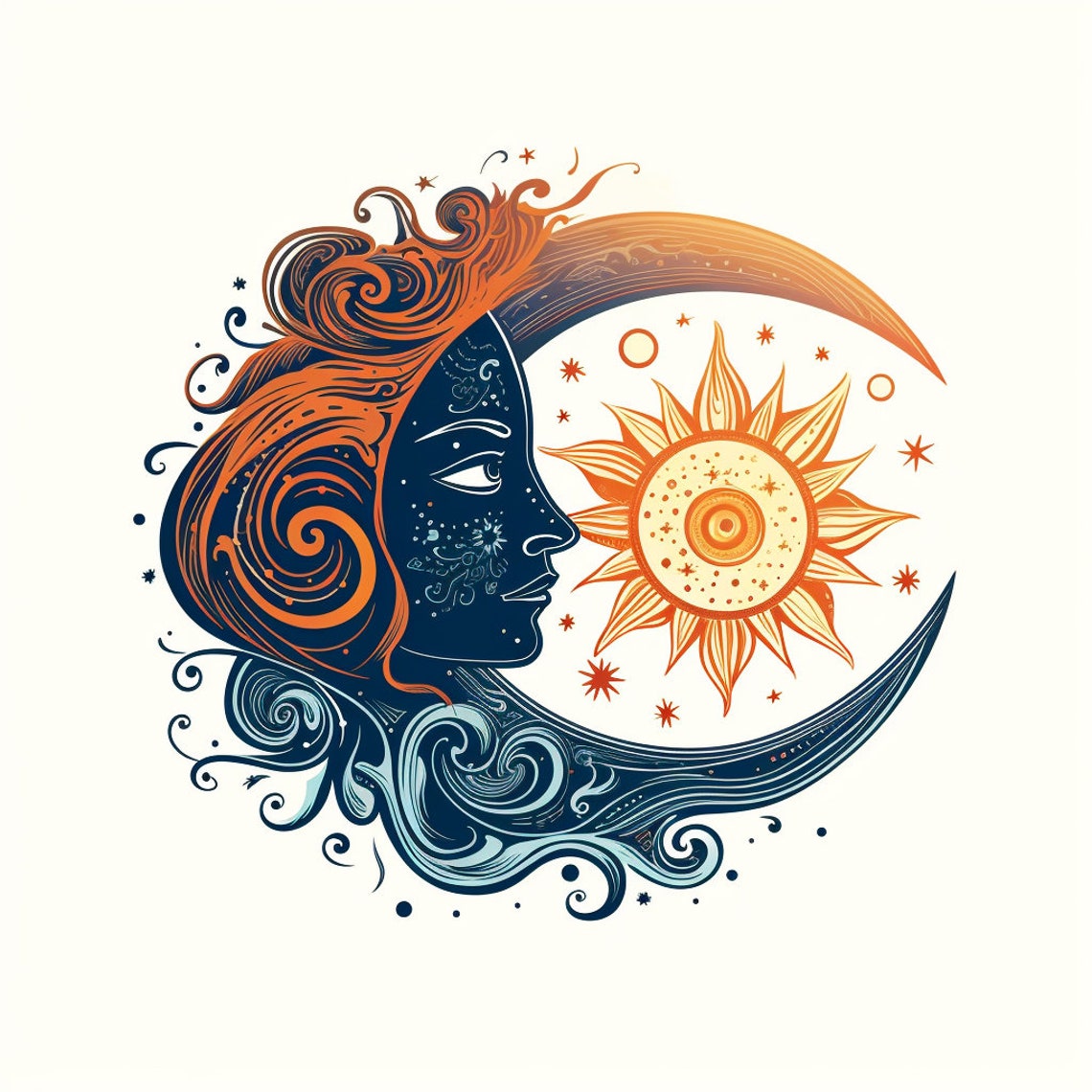 Sun and Moon Tattoo Meaning, Tattoo Flash, Moon and Sun Tattoo Design ...