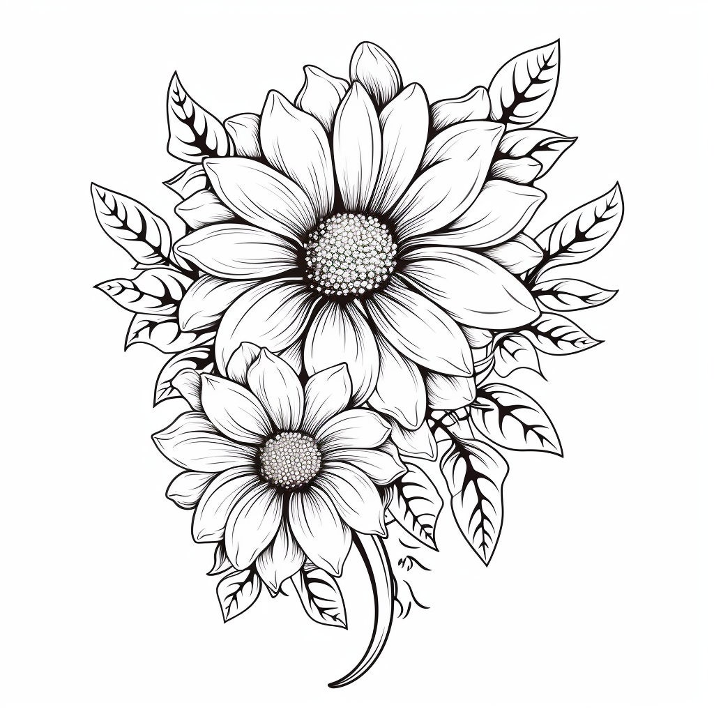 Black and White Sunflower Tattoo PNG | Sunflower Tattoo | Tattoo Flash ...