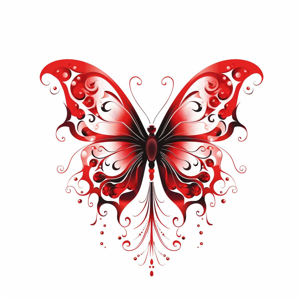 Black and Red Butterfly Drawing Tattoo Design PNG, Flash Digital ...