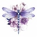 Dragonfly Violet Flower Tattoo Outline PNG File Violet Flower Tattoo ...