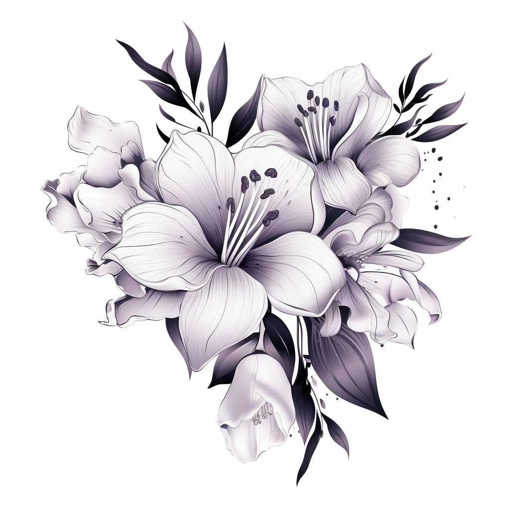 Violet Flower Tattoo Outline PNG Violet Flower Tattoo Flash, Birth ...