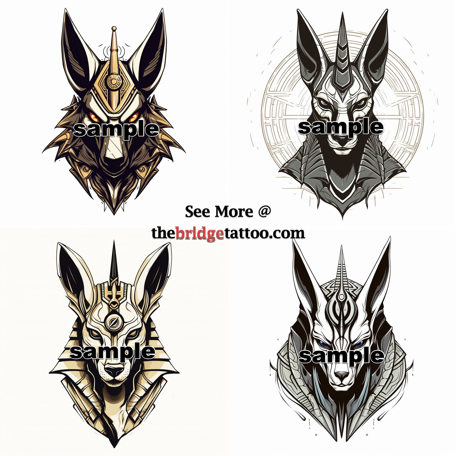 Anubis Tattoo Stencil | Tattoo Flash Digital Download | Anubis Egyptian ...
